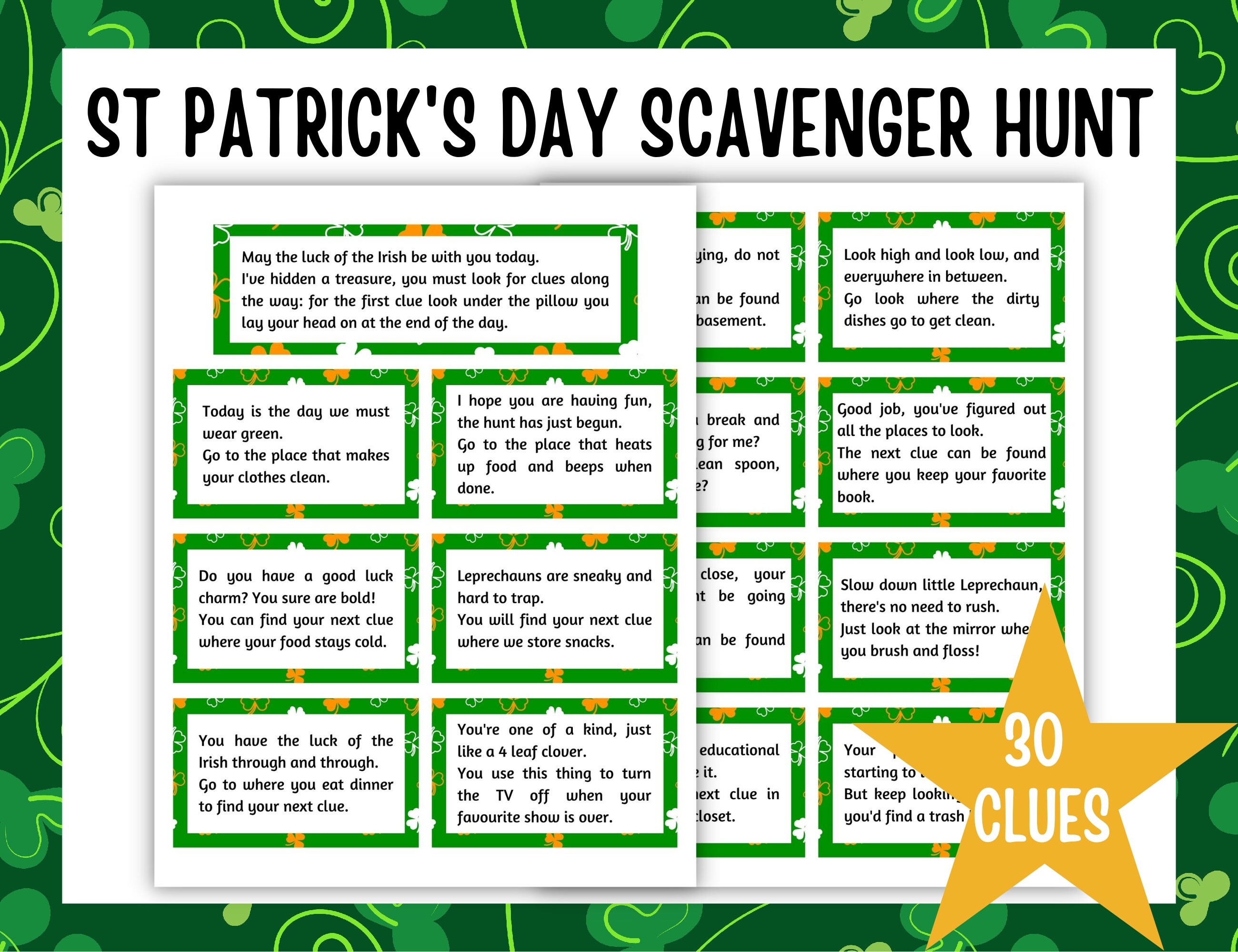 St Patricks Day Scavenger Hunt, St Patricks Day Scavenger Hunt for Kids ...