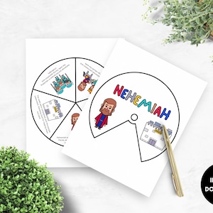 Nehemiah, Printable Bible Coloring Wheel, Sunday School Craft, Bible ...
