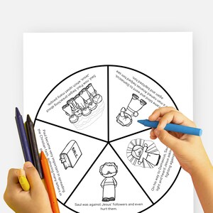 Saul Becomes Paul, Printable Bible Coloring Wheel, Sunday School Craft ...