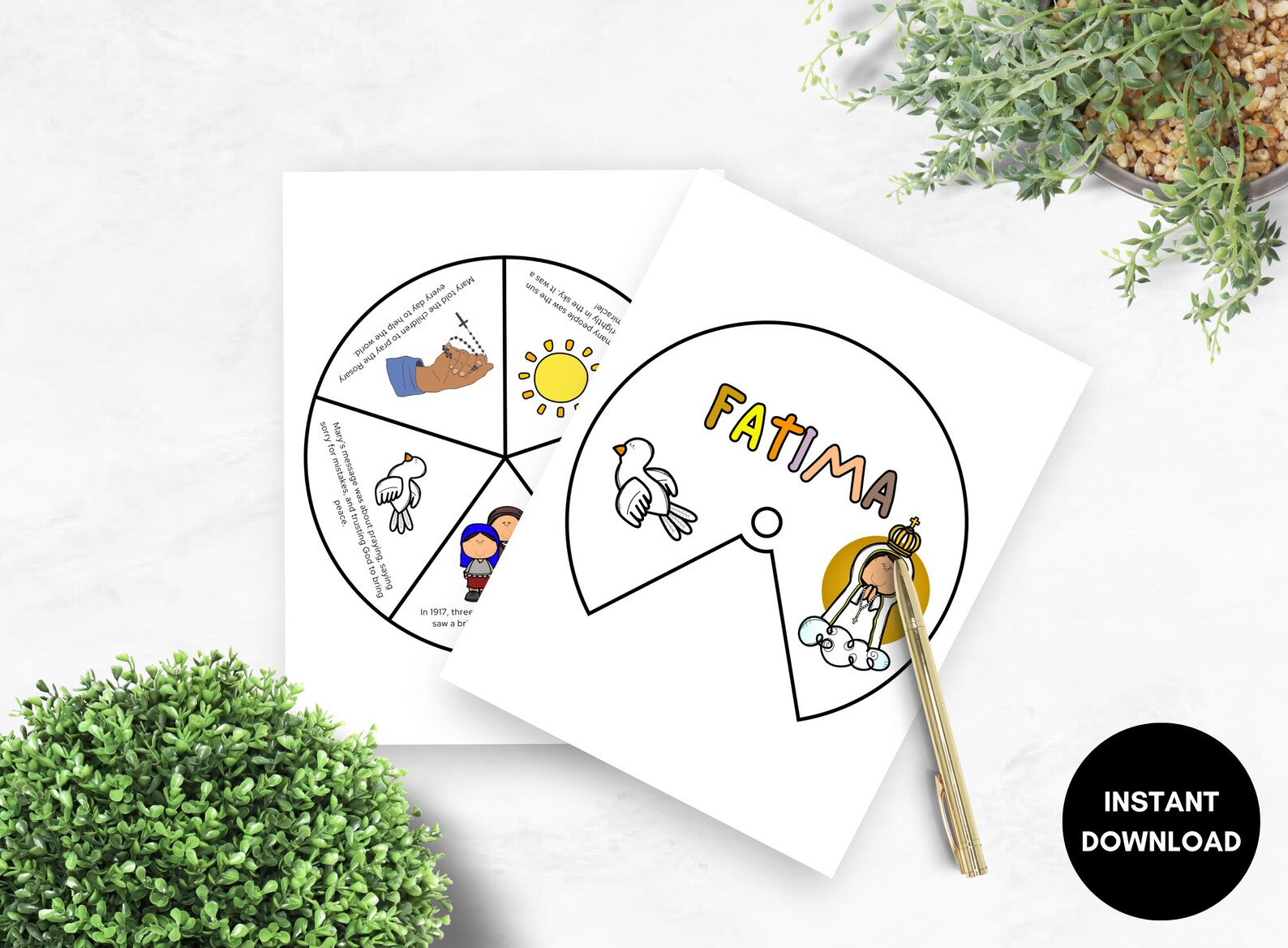 Our Lady of Fatima, Printable Bible Coloring Wheel, Sunday School Craft ...
