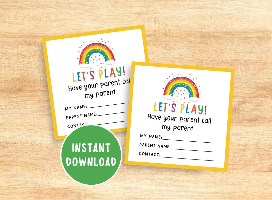 Rainbow Play Date Cards, Cute Kids Business Cards, Let's Play Kids ...