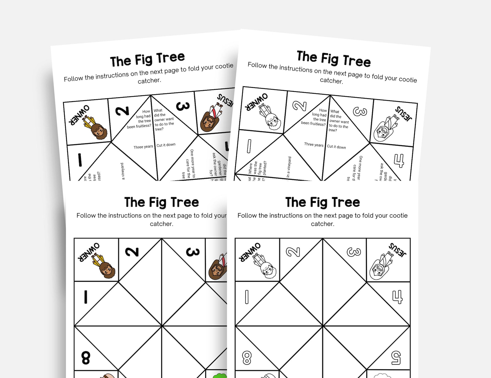 Parable of the Fig Tree, Parables of Jesus, Bible Cootie Catcher ...
