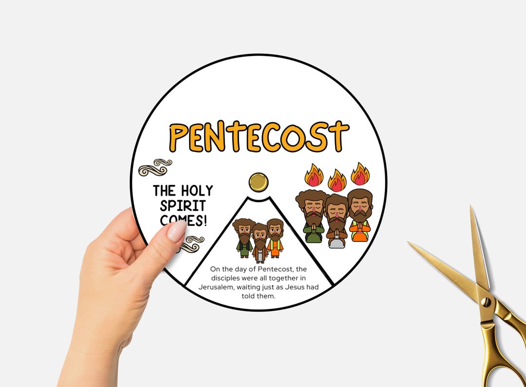 Pentecost Craft, Printable Holy Spirit Bible Coloring Wheel, Day of ...