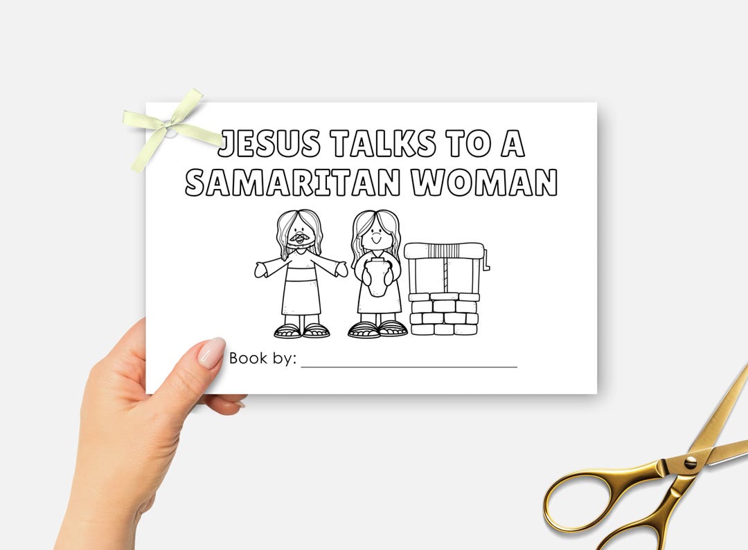 Jesus Talks to a Samaritan Woman at the Well, Printable Half Page Mini ...