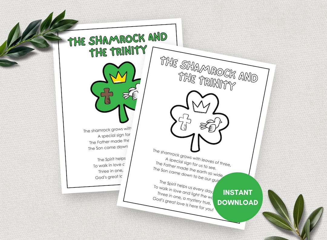 Shamrock Holy Trinity Poem, Printable Christian St Patricks Coloring ...