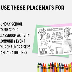 Zacchaeus, Printable Bible Activity Placemat, Sunday School, Kids Bible ...