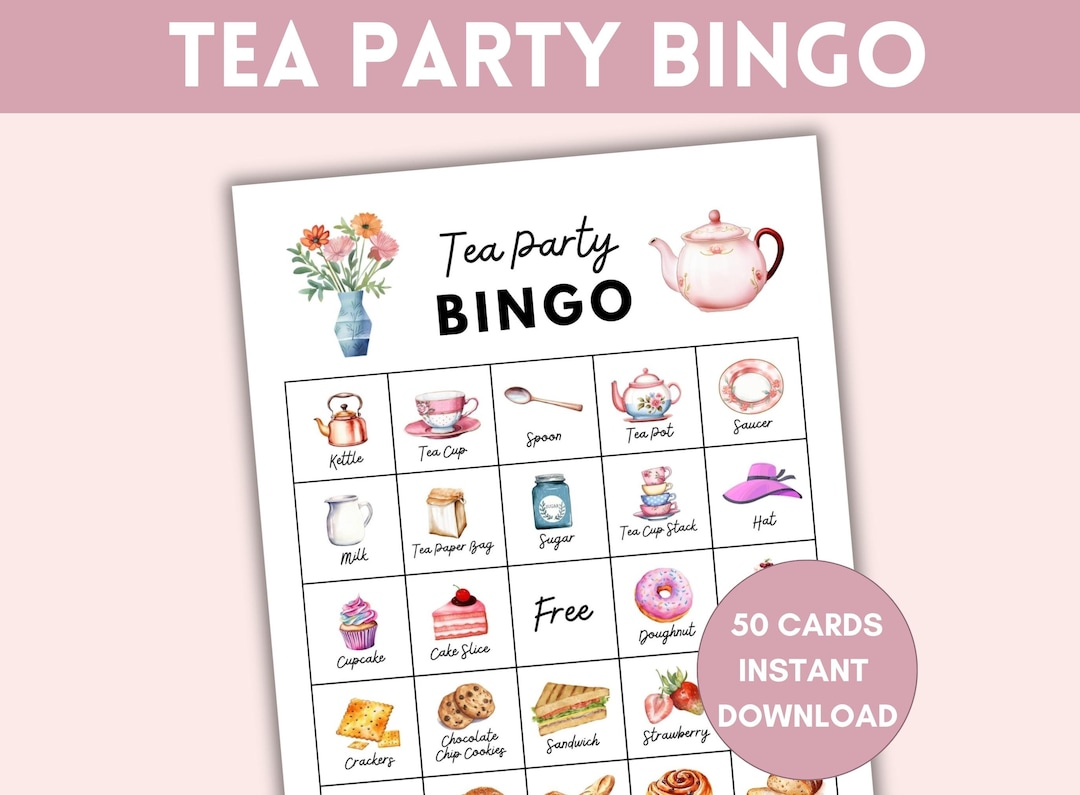 Tea Party Bingo, 50 Cards, Tea Party Games, Ladies Tea Party, Kids Tea ...