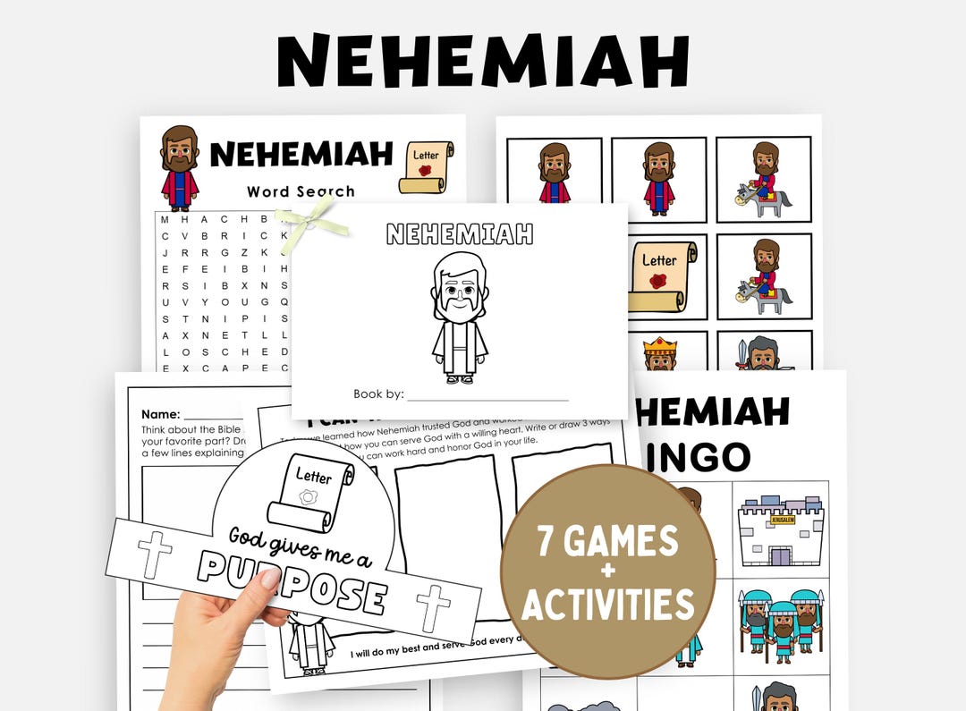 Nehemiah Bible Lesson, Printable VBS Crafts, Games and Activities Pack ...