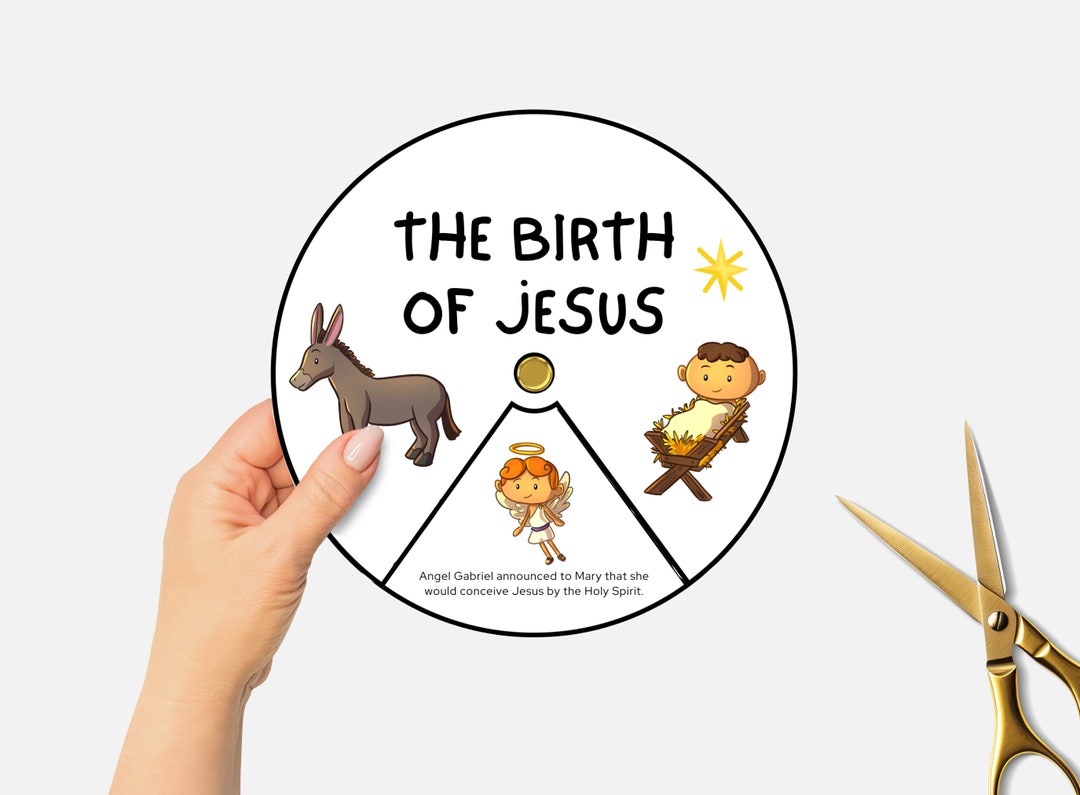 The Birth of Jesus, Printable Christmas Nativity Coloring Wheel, Baby ...