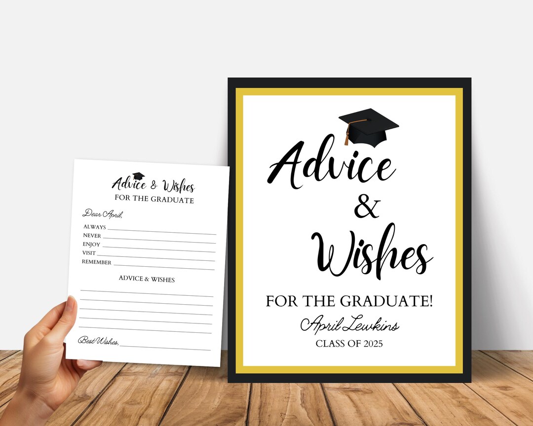 Graduation Advice and Wishes, Printable Grad Party Keepsake, Advice and ...