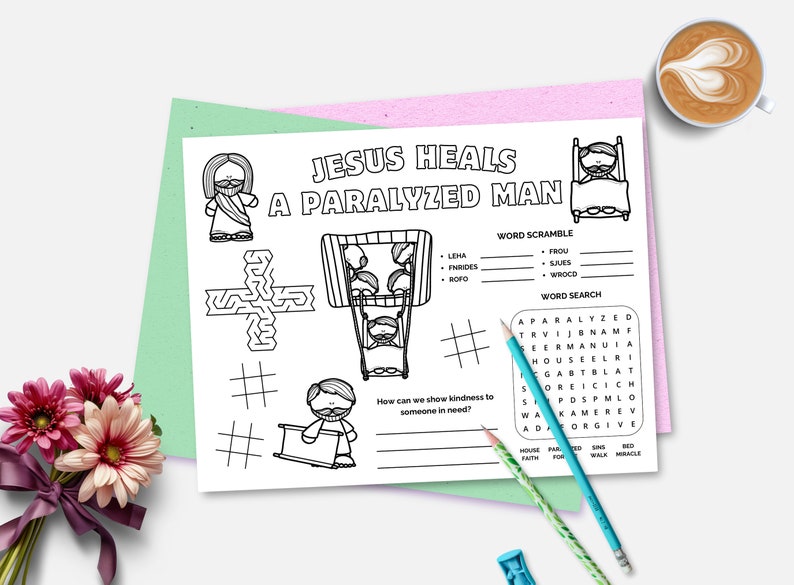 Jesus Heals a Paralyzed Man, Miracles of Jesus, Printable Bible Story ...