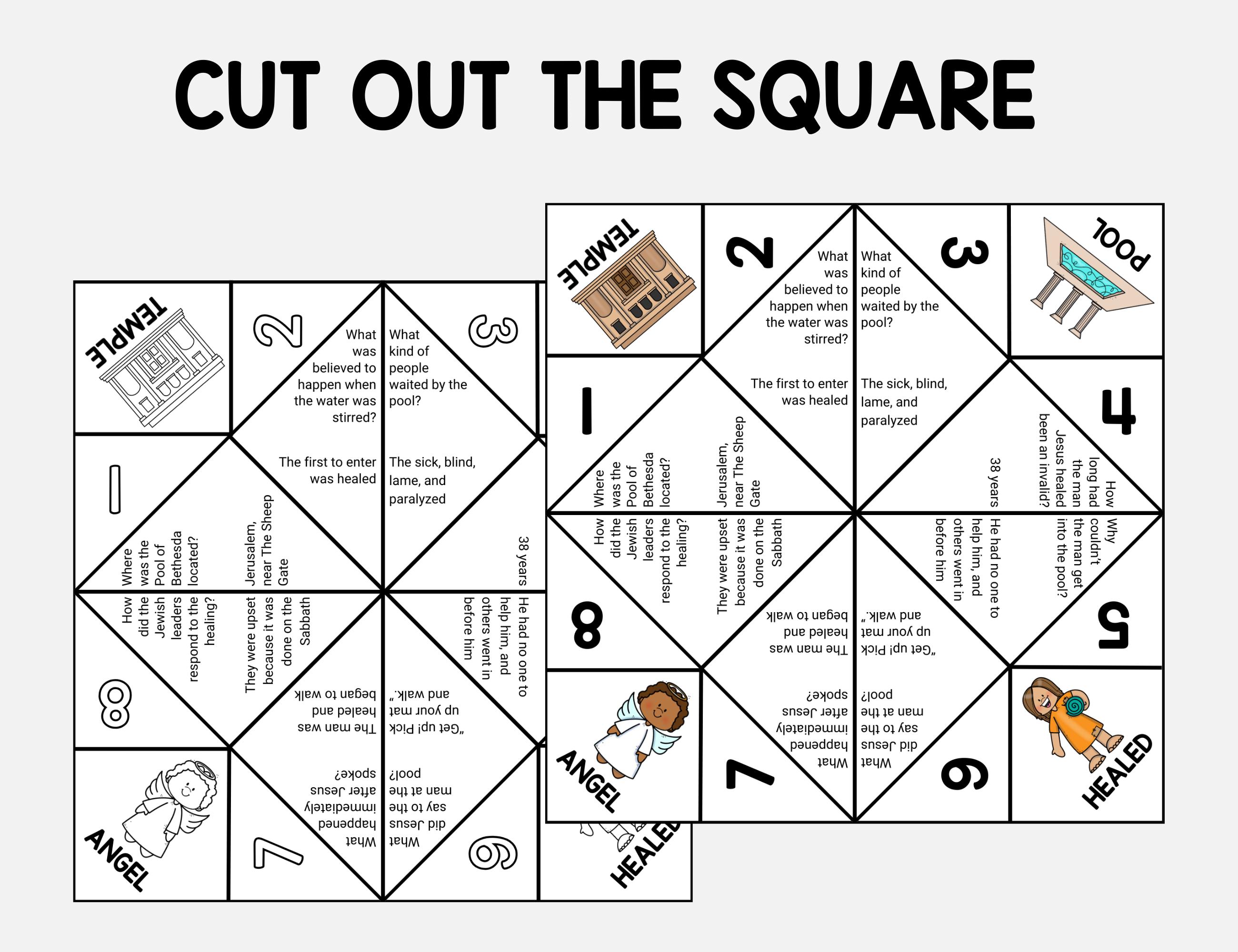 Jesus and the Pool at Bethesda, Bible Cootie Catcher Printable ...