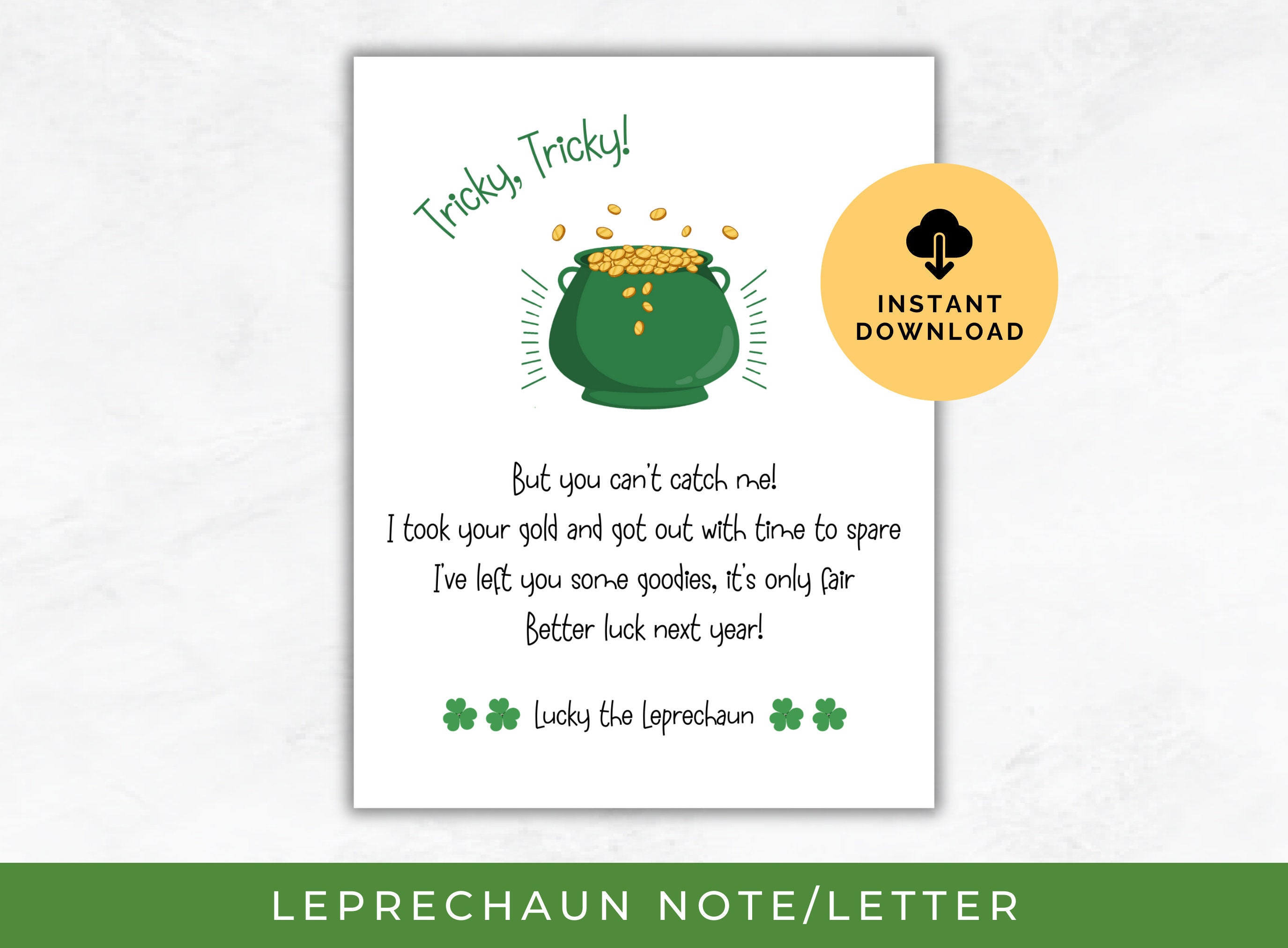 Printable Leprechaun Letter, Leprechaun Trap Note, St Patricks Day ...
