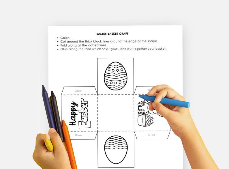 Easter Basket Craft, Printable Paper Basket Craft, DIY Cut and Paste ...