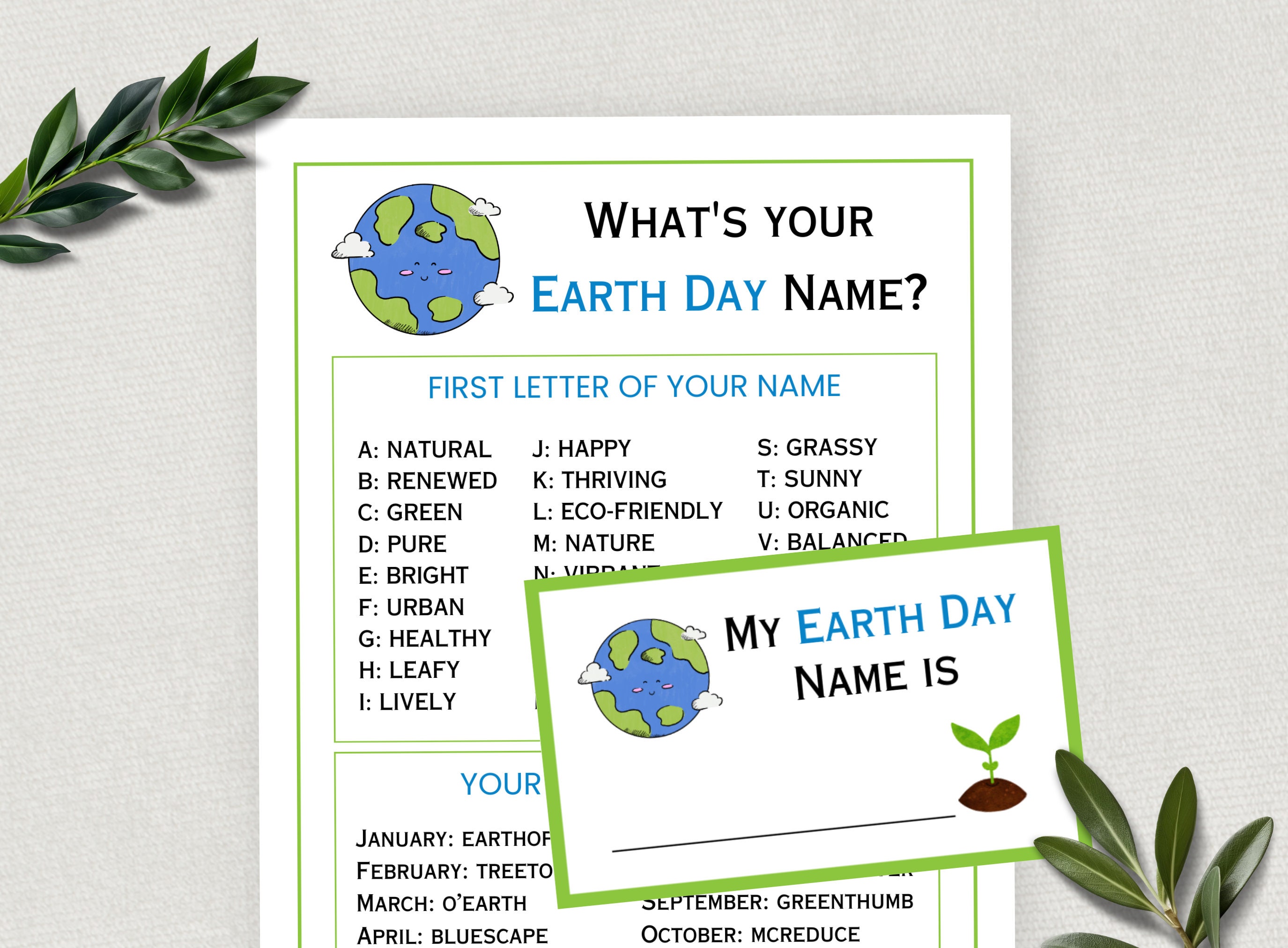 What's Your Earth Day Name, Printable Earth Day Game, Fun Earth Day ...