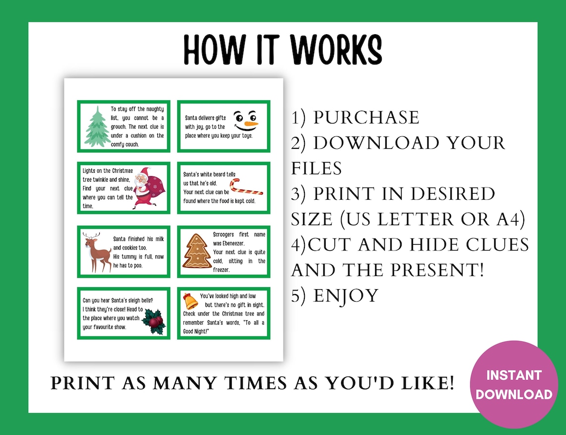 Printable Indoor Christmas Scavenger Hunt Game, Christmas Treasure Hunt ...