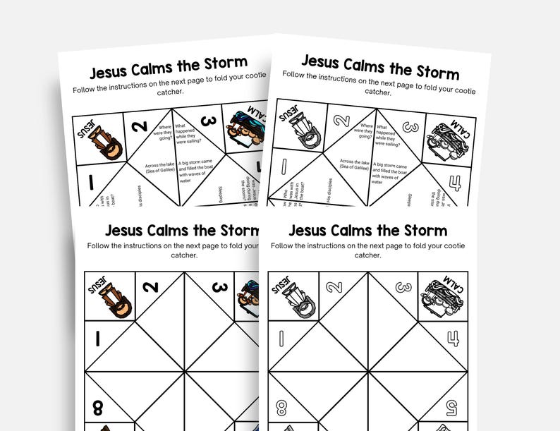 Jesus Calms the Storm, Miracles of Jesus Cootie Catcher, Sunday School ...