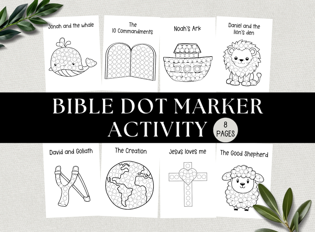 Bible Dot Marker Activity, 8 Printable Bible Lessons, Do a Dot Bible ...
