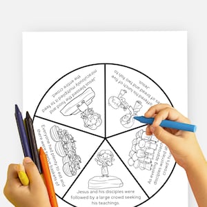 Jesus Feeds 5000, Printable Bible Coloring Wheel, Sunday School Craft ...