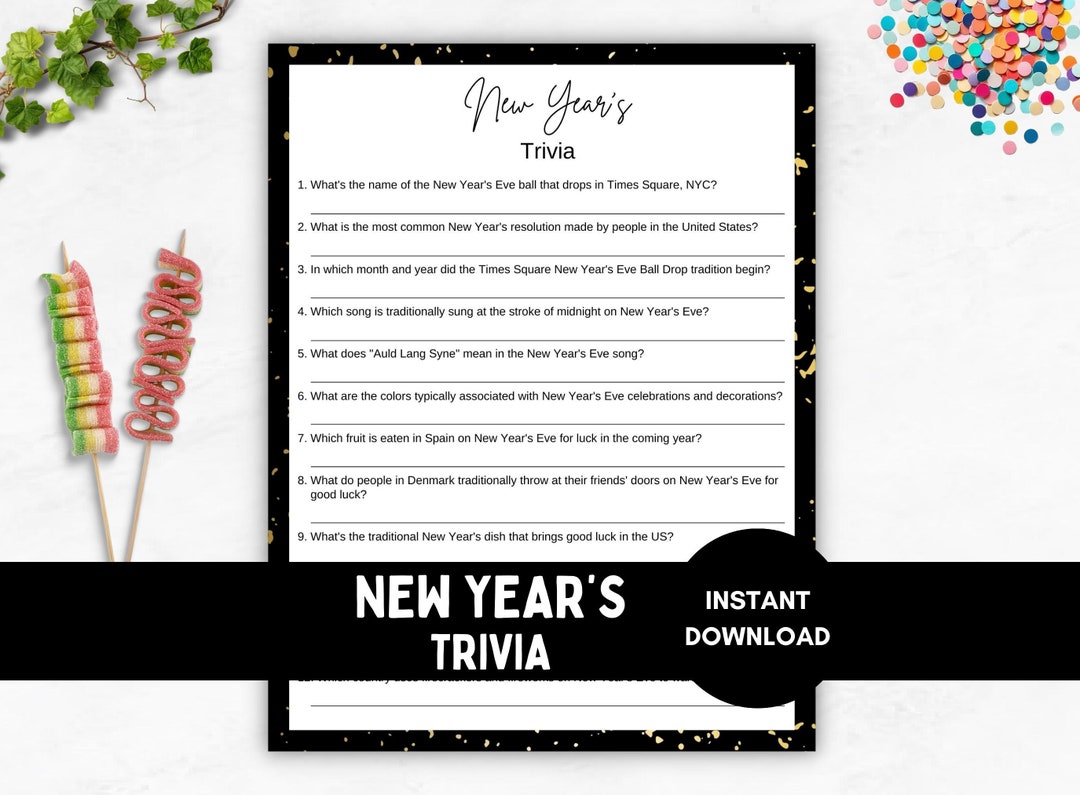 2024 New Year's Trivia, New Year's Eve Idea, Fun Family Game Night ...