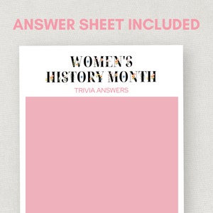 Women's History Month Trivia Game, Printable International Women's Day ...