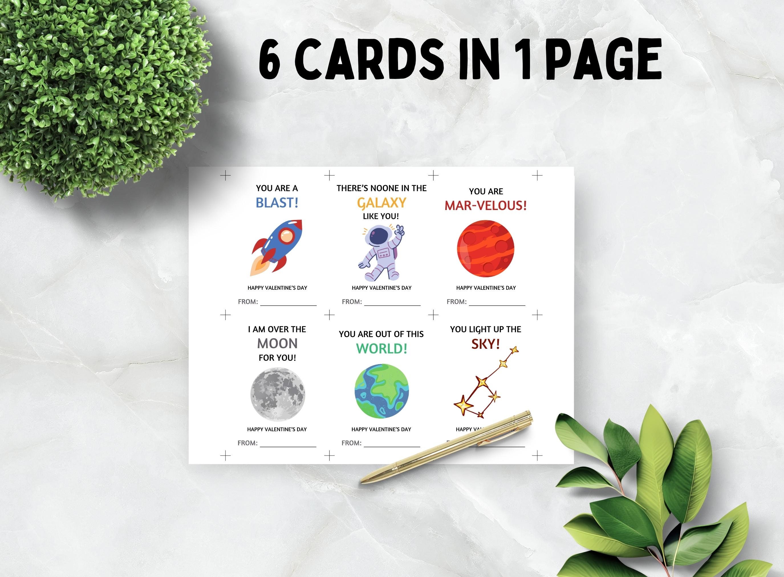 Printable Space Valentines Day Cards, School Valentine Gift Tags, Kids ...