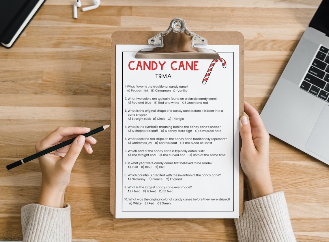 Candy Cane Trivia, Printable Christmas Food Trivia, Holiday Party Game ...