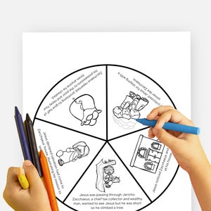 Zacchaeus, Printable Bible Coloring Wheel, Sunday School Craft, Kids ...