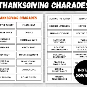 Thanksgiving Charades Game, Friendsgiving Pictionary, Turkey Day ...
