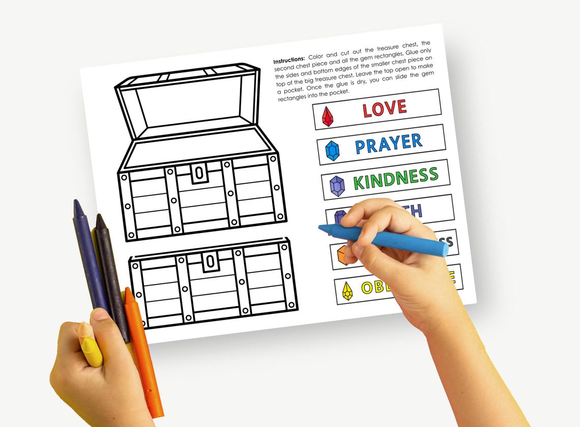 Treasures in Heaven Bible Craft, Printable Easy Cut and Paste Treasure ...