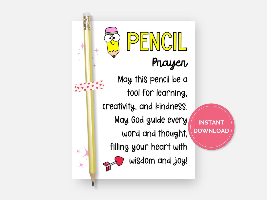 Pencil Prayer Gift Tag, Pencil Blessing Card, Church Printable ...