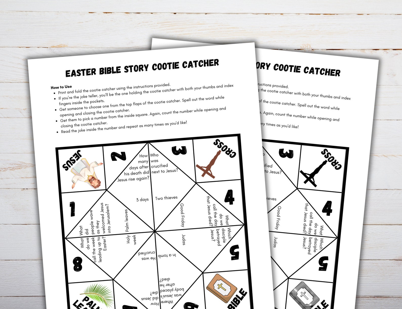 Easter Bible Story Cootie Catcher, Printable Cootie Catcher, Sunday ...