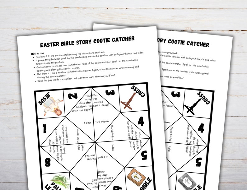 Easter Bible Story Cootie Catcher, Printable Cootie Catcher, Sunday ...