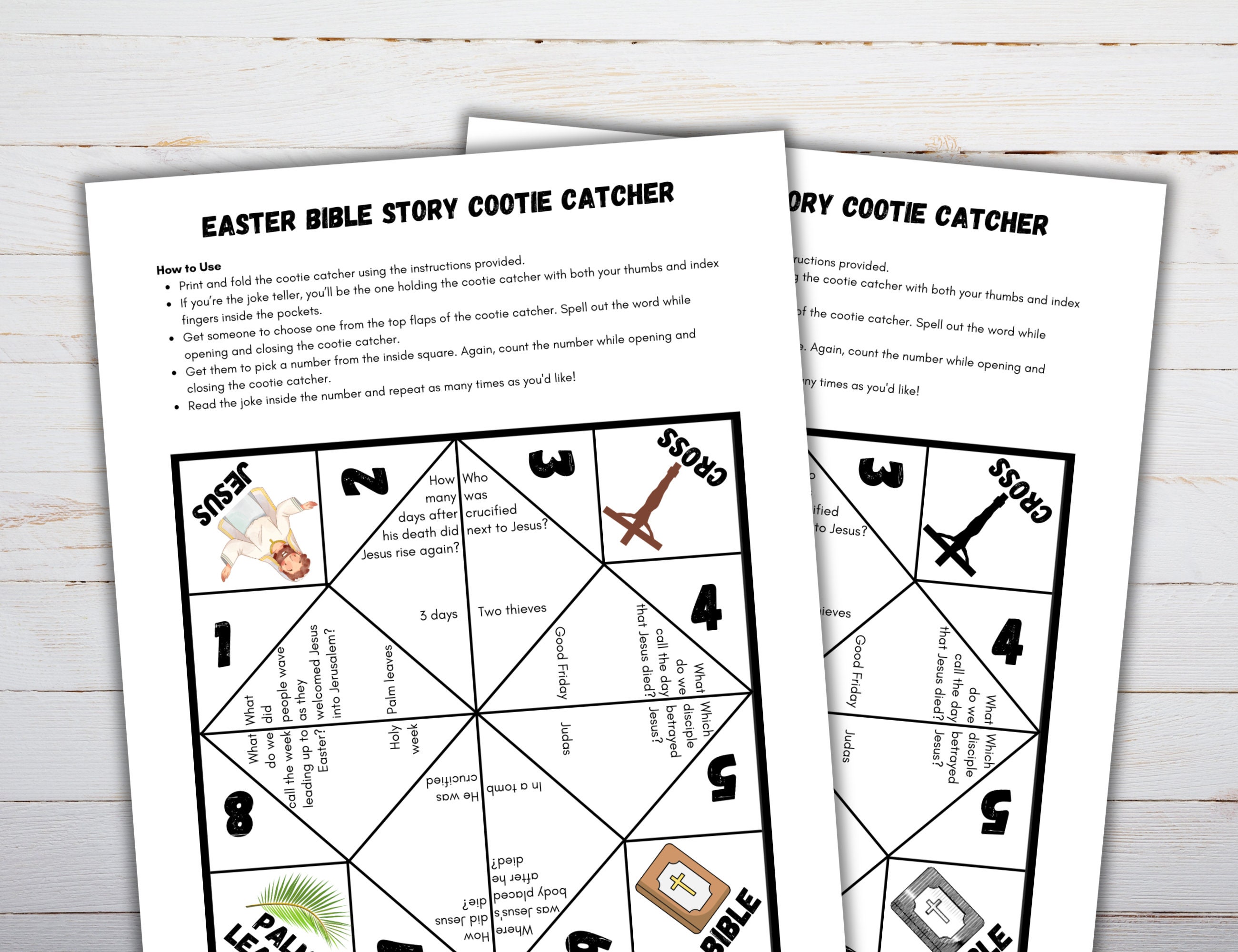 Easter Bible Story Cootie Catcher, Printable Cootie Catcher, Sunday ...