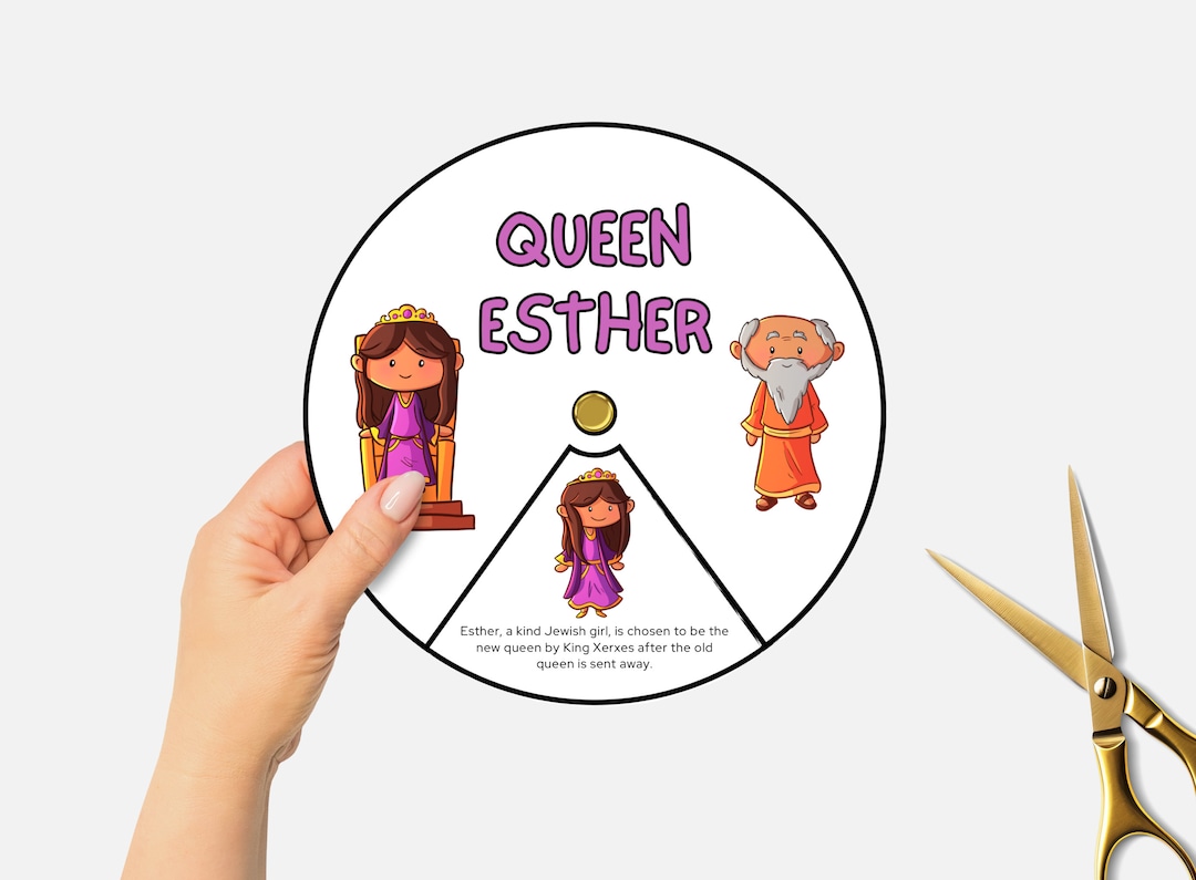 Queen Esther, Printable Bible Coloring Wheel, Sunday School Craft, Kids ...