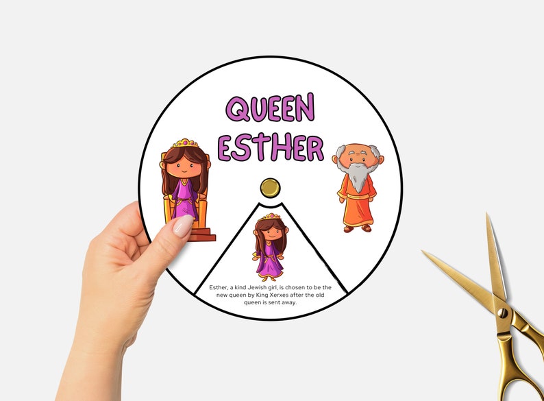 Queen Esther, Printable Bible Coloring Wheel, Sunday School Craft, Kids ...