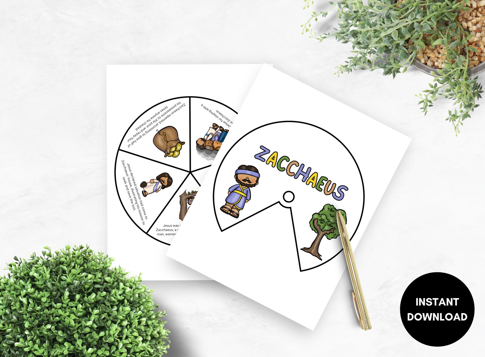 Zacchaeus, Printable Bible Coloring Wheel, Sunday School Craft, Kids ...