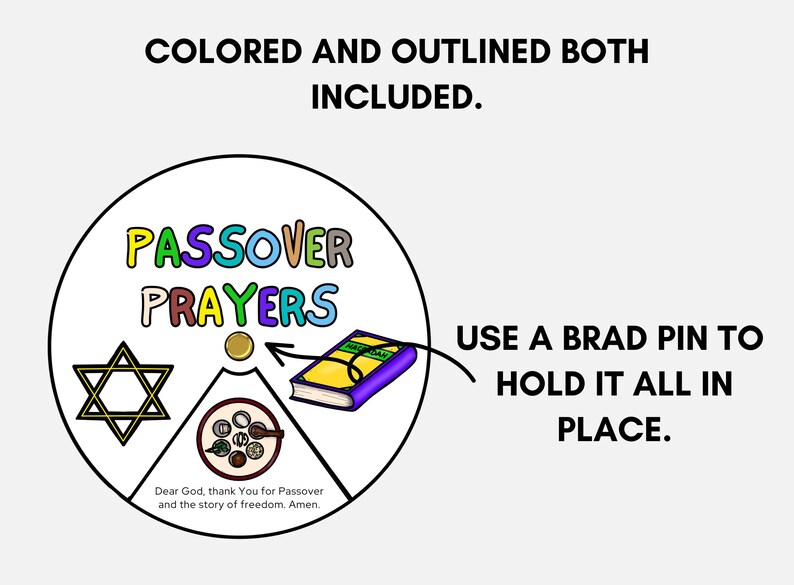 Passover Prayers, Printable Bible Coloring Wheel, Jewish Holiday Craft ...