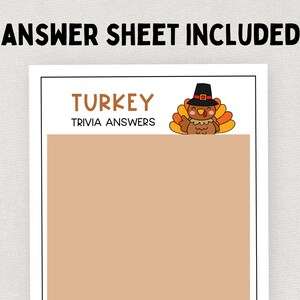 Turkey Trivia, Printable Thanksgiving Trivia Game, Turkey Day Trivia ...