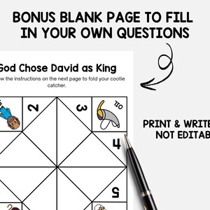 God Chose David as King, Bible Cootie Catcher Printable, Sunday School ...