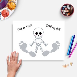 Halloween Handprint Art, Skeleton Printable Baby Handprint Craft ...