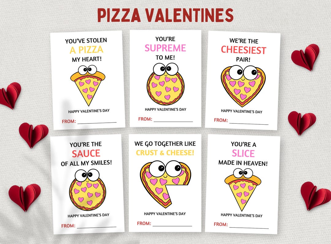 Pizza Valentine, Printable Classroom Valentines, Student Gift Tags ...