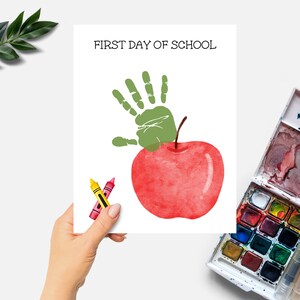 First Day of School Handprint Art, Back to School Printable, Kids ...