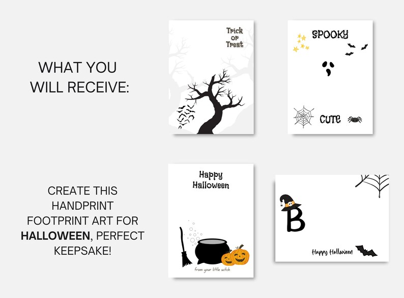Halloween Handprint Art, Printable Baby Footprint Craft, Toddler ...