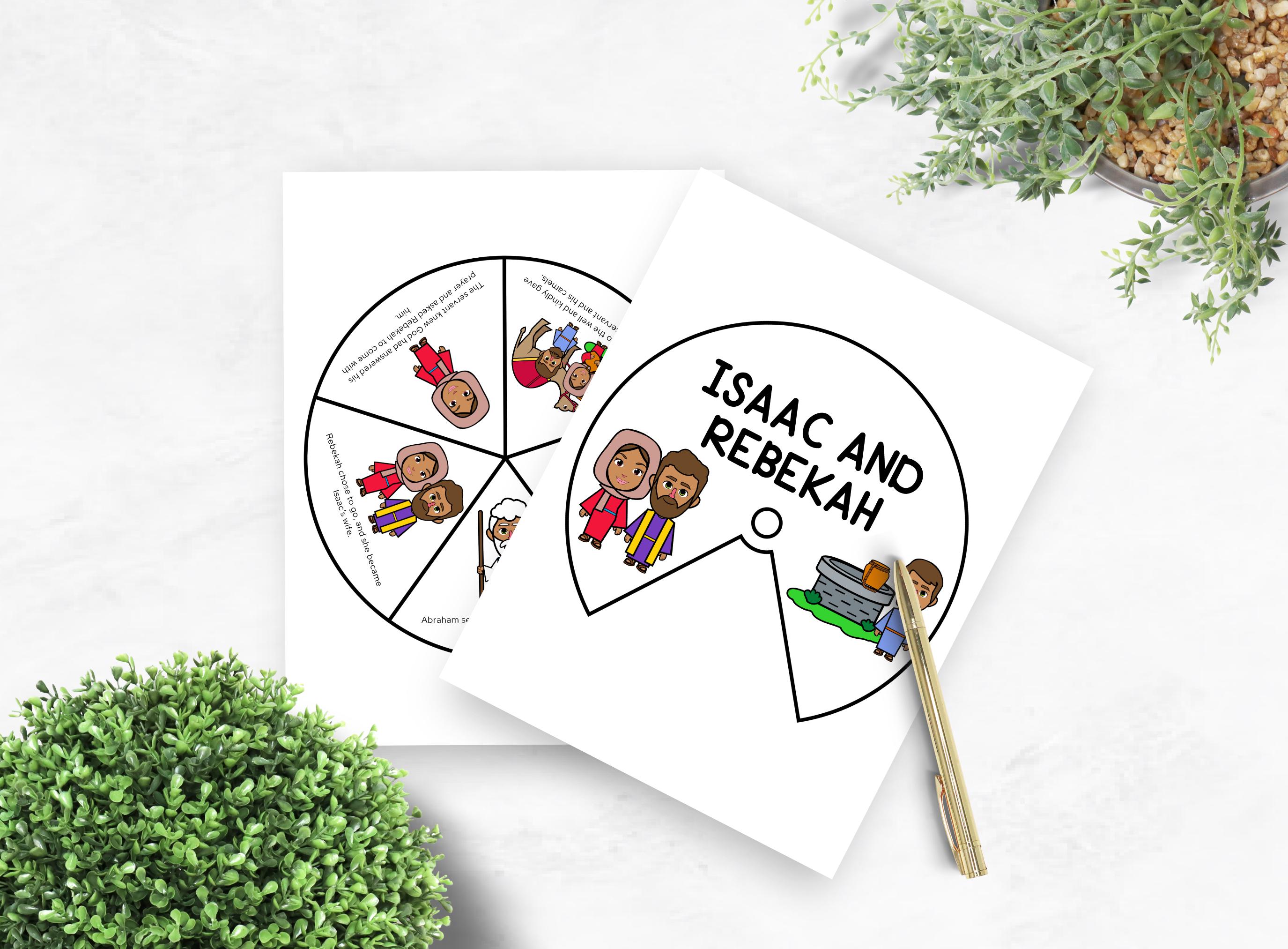 Isaac and Rebekah, Printable Bible Coloring Wheel, Sunday School Craft ...
