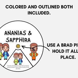 Ananias and Sapphira, Printable Bible Coloring Wheel, Sunday School ...
