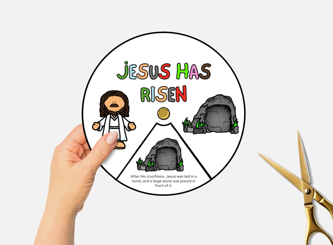 Jesus Has Risen, Printable Bible Coloring Wheel, Sunday School Craft ...