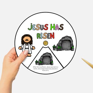 Jesus Has Risen, Printable Bible Coloring Wheel, Sunday School Craft ...