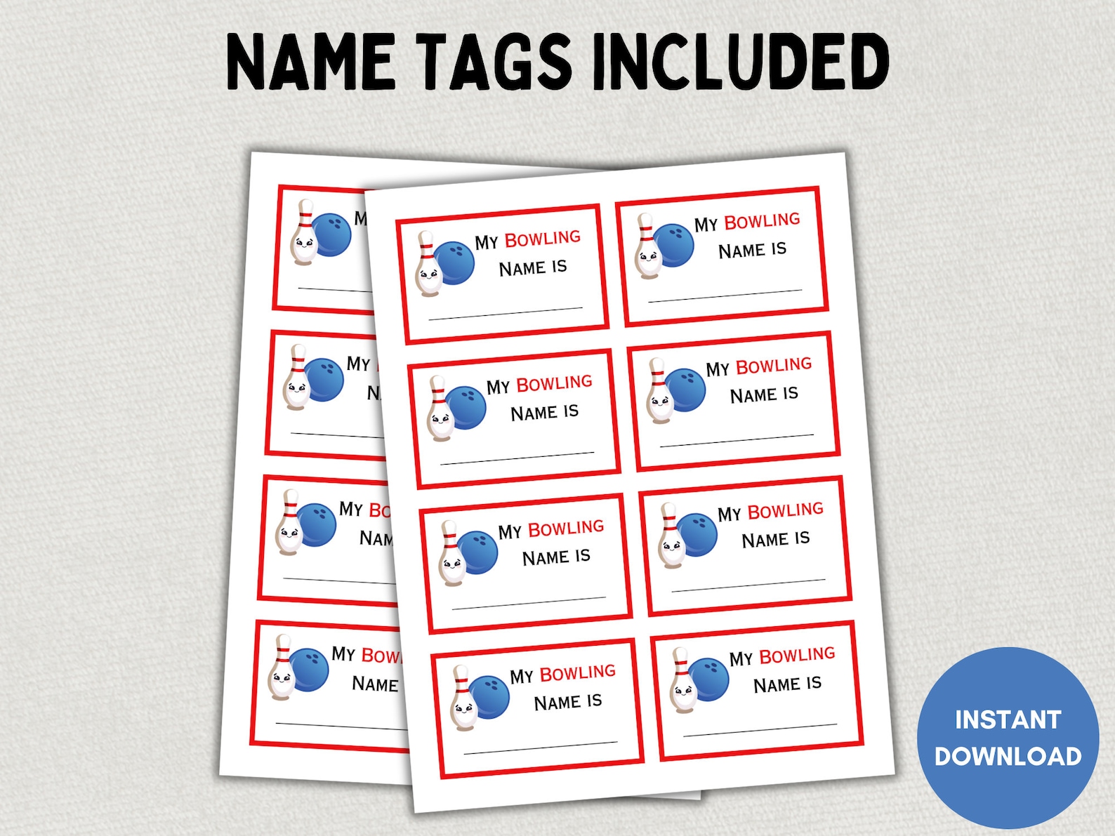 Whats Your Bowling Name, Name Sign & Tags, Birthday Party, Icebreaker ...