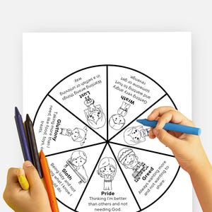 Seven Deadly Sins, Printable Bible Coloring Wheel, Sunday School Craft ...